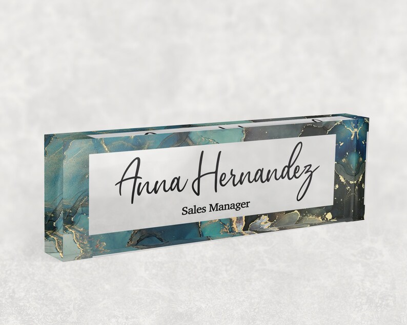 Desk Name Plate Green Marble Design Name Plate for Desk - Etsy