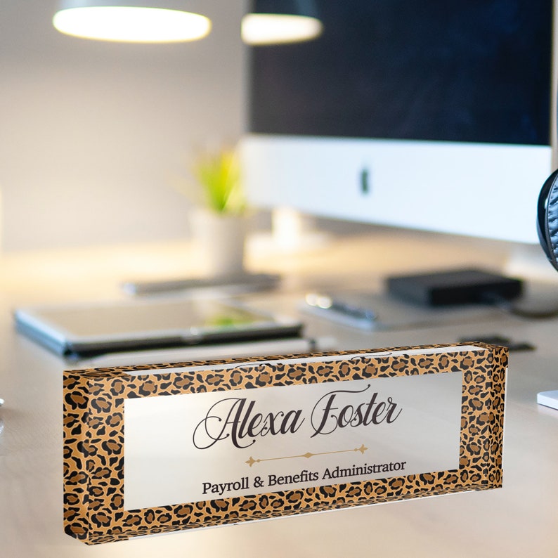 Desk Name Plate Leopard Design Name Plate for Desk Business - Etsy