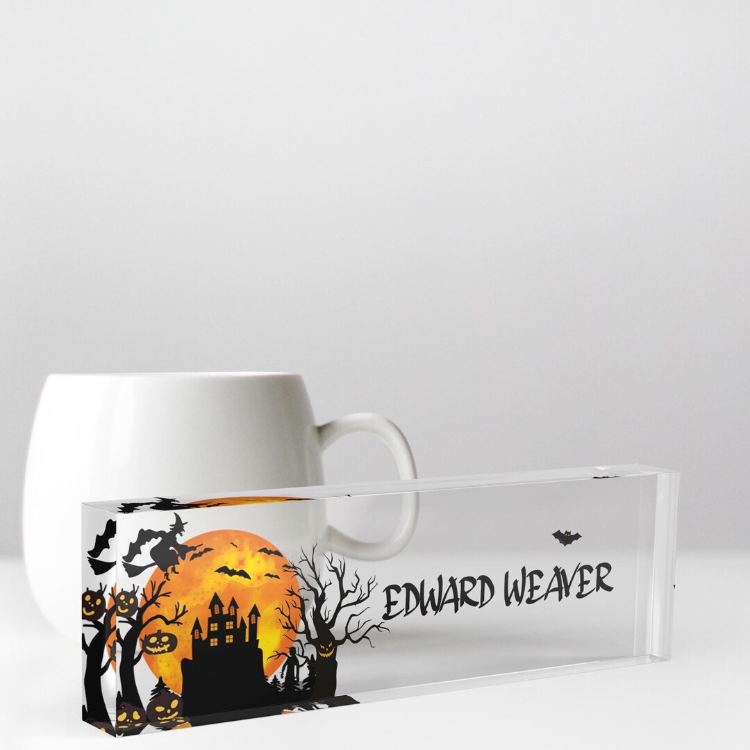 Halloween Name Plate, Halloween Sign Decoration, Trick or Treat Name ...