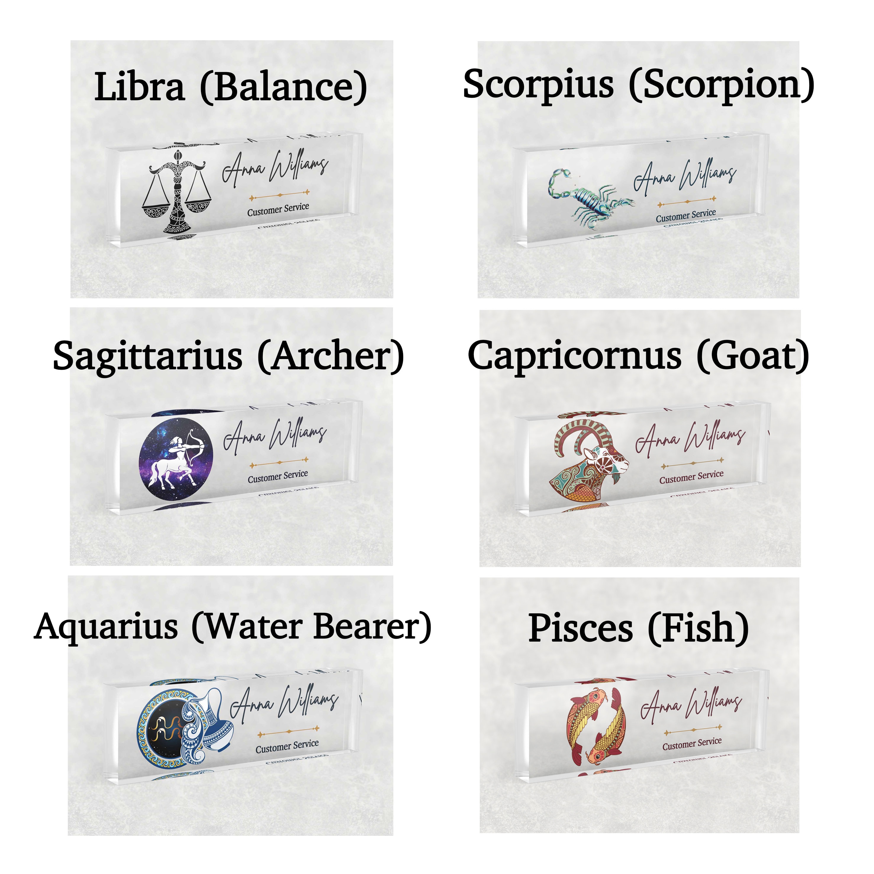 Zodiac Signs Name Plate for Desk Horoscope Signs Name Plate - Etsy