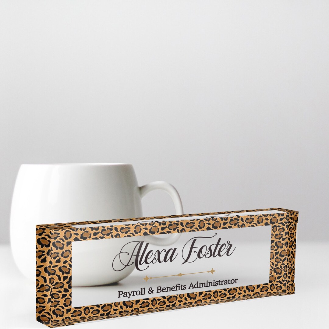 Desk Name Plate, Leopard Design Name Plate for Desk, Business Gift ...