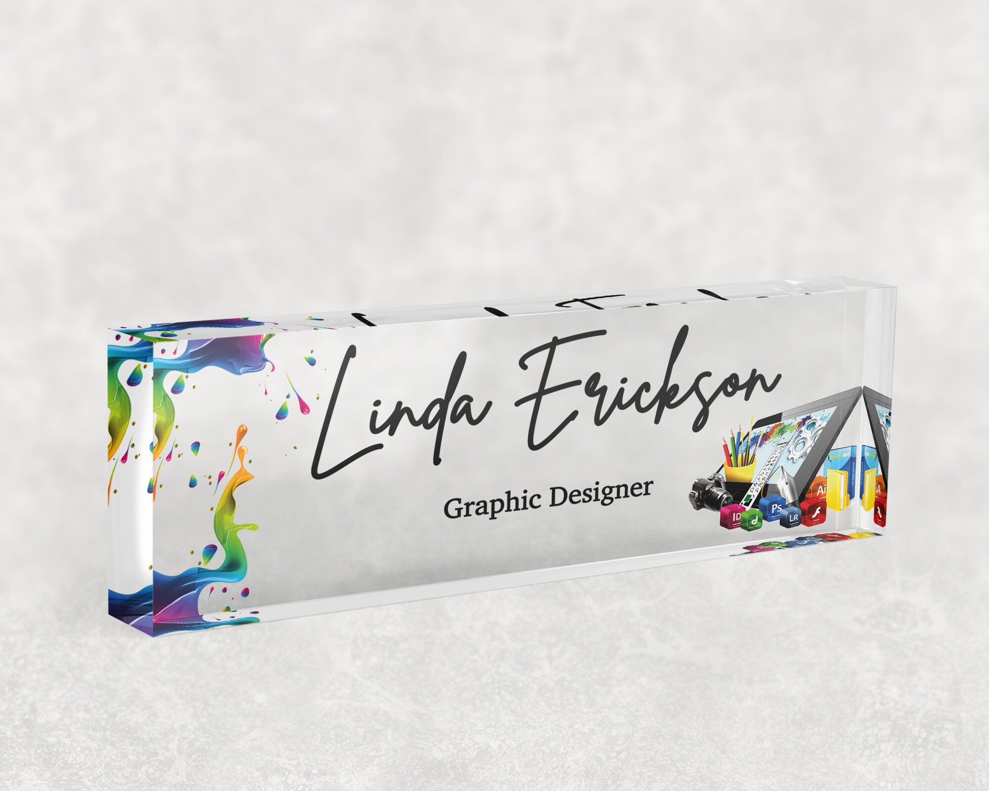 Desk Name Plate Graphic Designer Acrylic Name Plate - Etsy