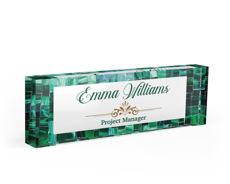 Emerald Green Desk Name Plate Green Mosaic Luxury Name Plate - Etsy