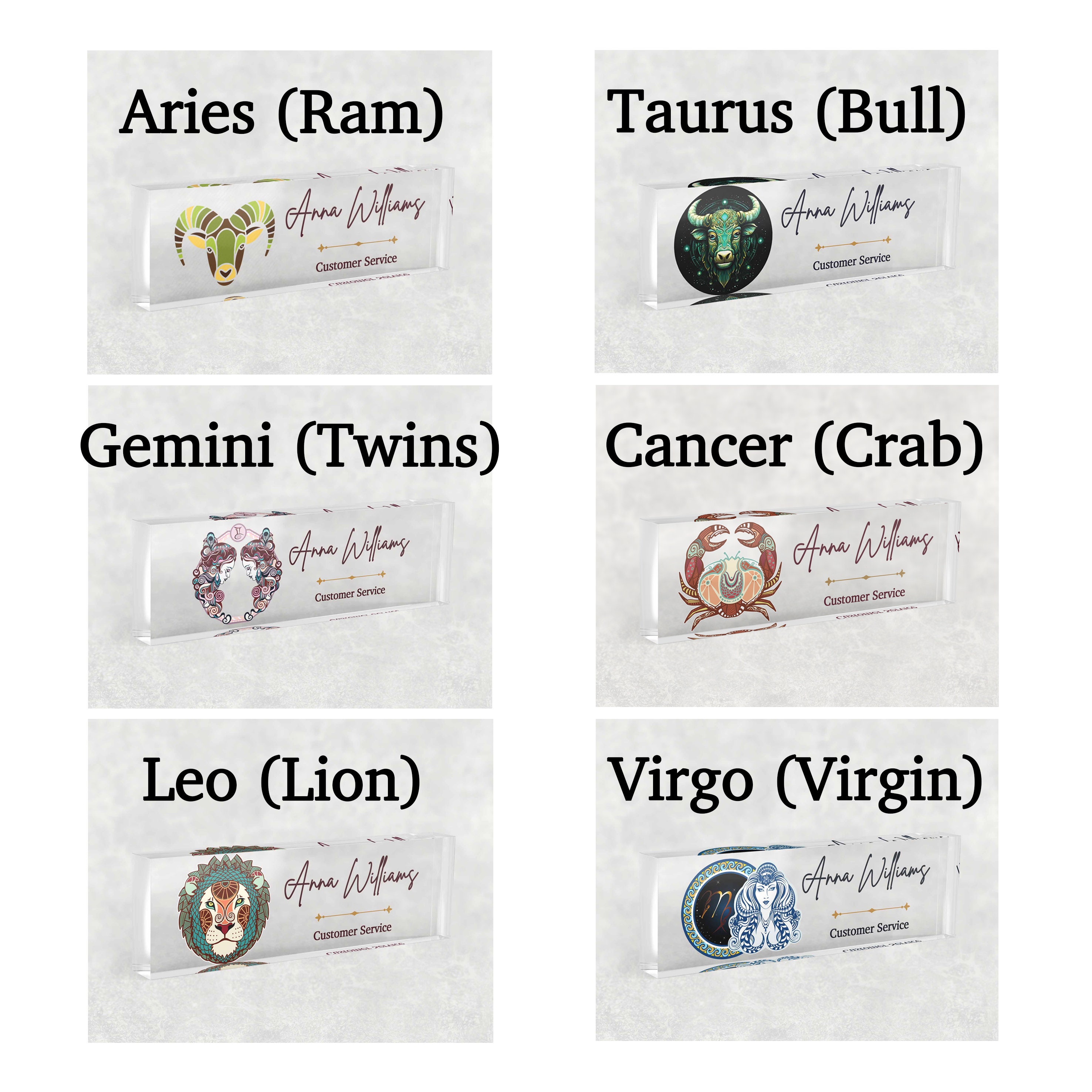 Zodiac Signs Name Plate for Desk Horoscope Signs Name Plate - Etsy