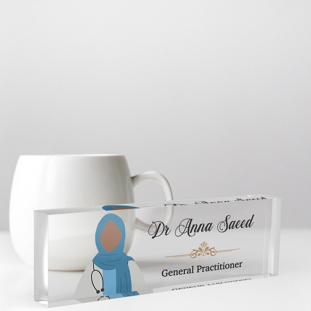Doctor With Hijab Name Plate for Desk, Gift for Muslim Doktor, Woman ...