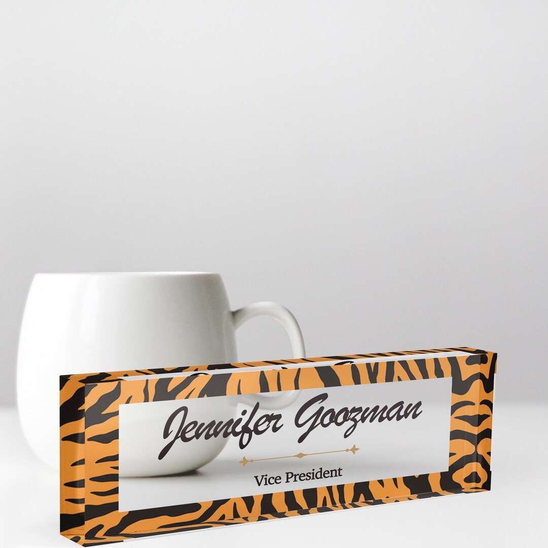 Desk Name Plate, Tiger Pattern Name Plate for Desk, Business Gift ...
