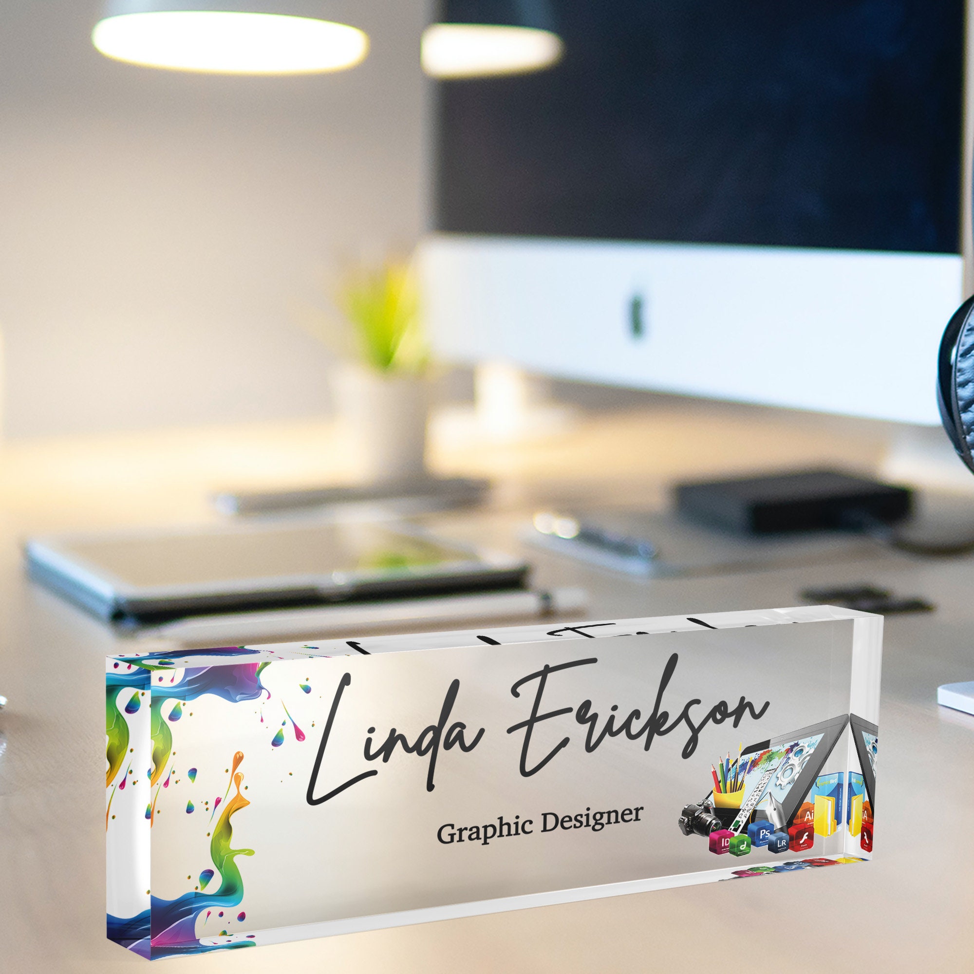 Desk Name Plate Graphic Designer Acrylic Name Plate - Etsy