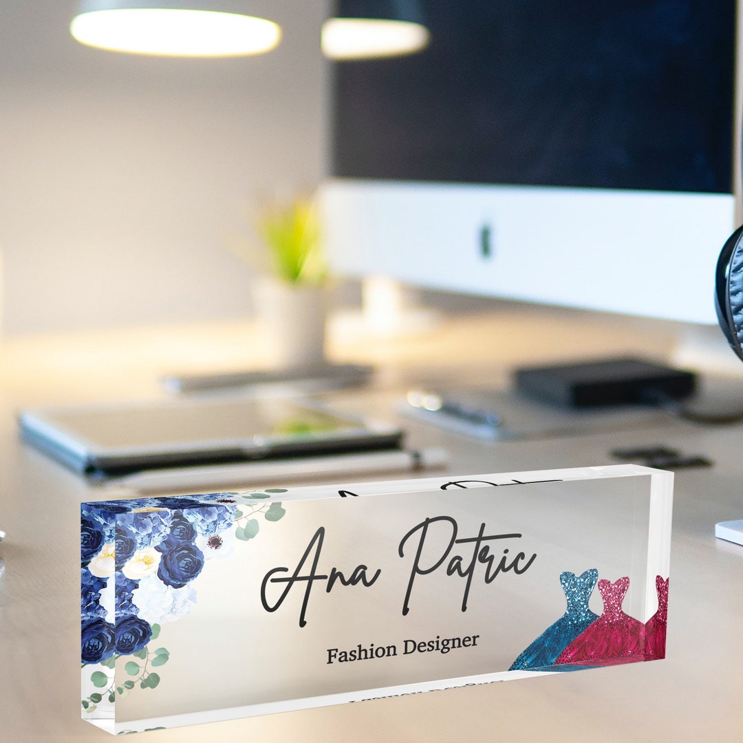 Desk Name Plate, Fashion Designer Acrylic Name Plate, Personalized ...