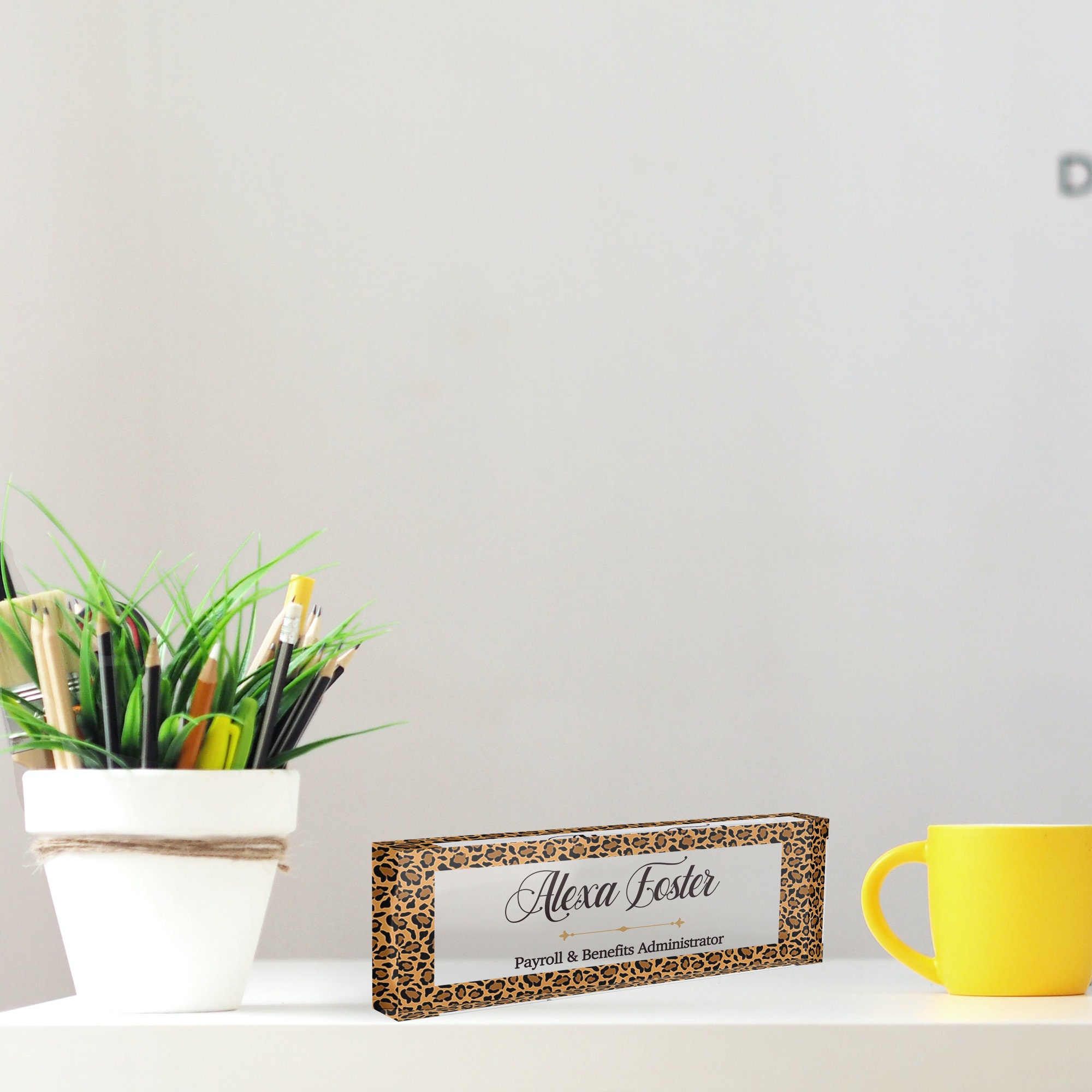 Desk Name Plate Leopard Design Name Plate for Desk Business - Etsy