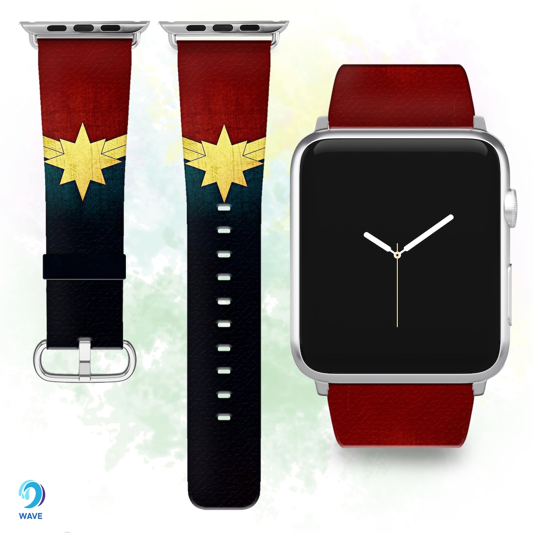 Captain Marvel Apple Watch All Series 10 9 8 7 6 5 4 3 2 1 Band Marvel ...