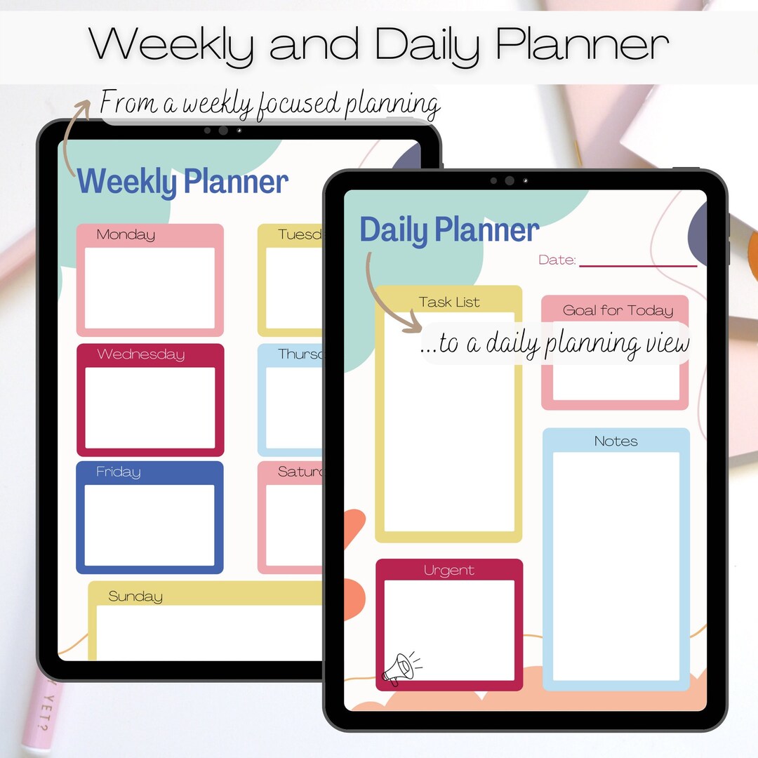 Colourful Weekly & Daily Planner Printable, Instant Download, to Do ...