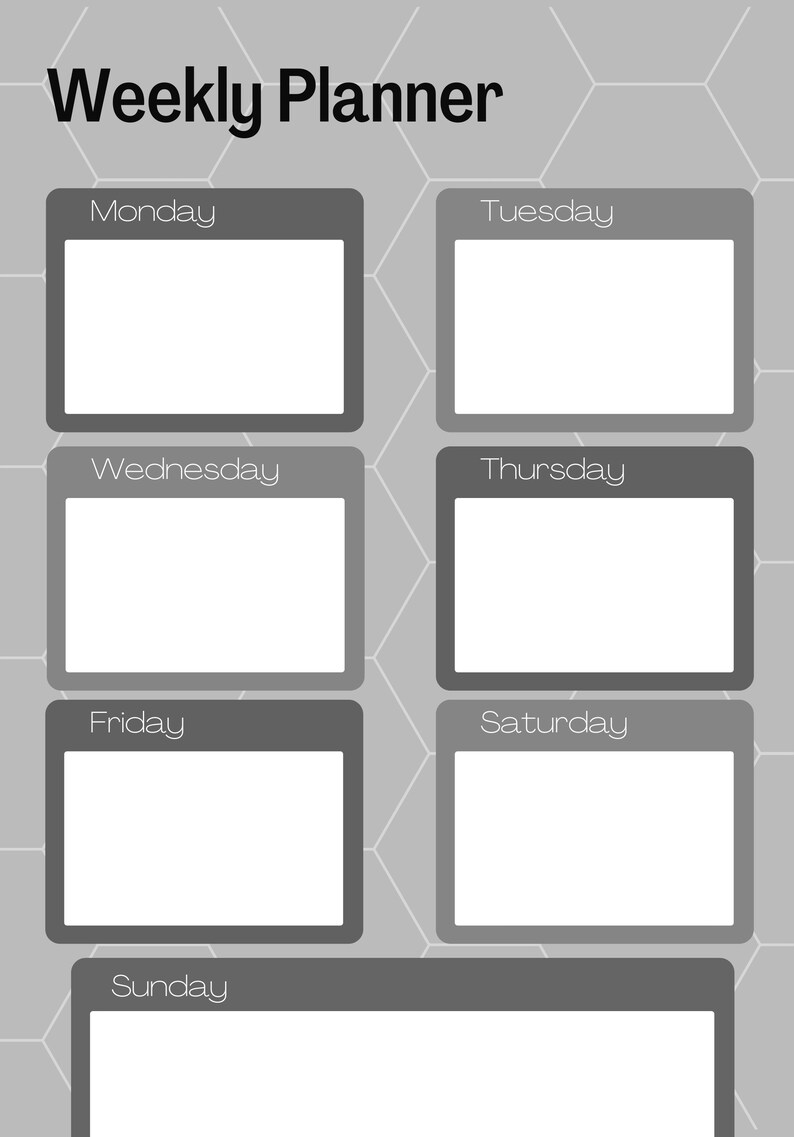 Grey Honeycomb Weekly Planner Printable Instant Download to - Etsy