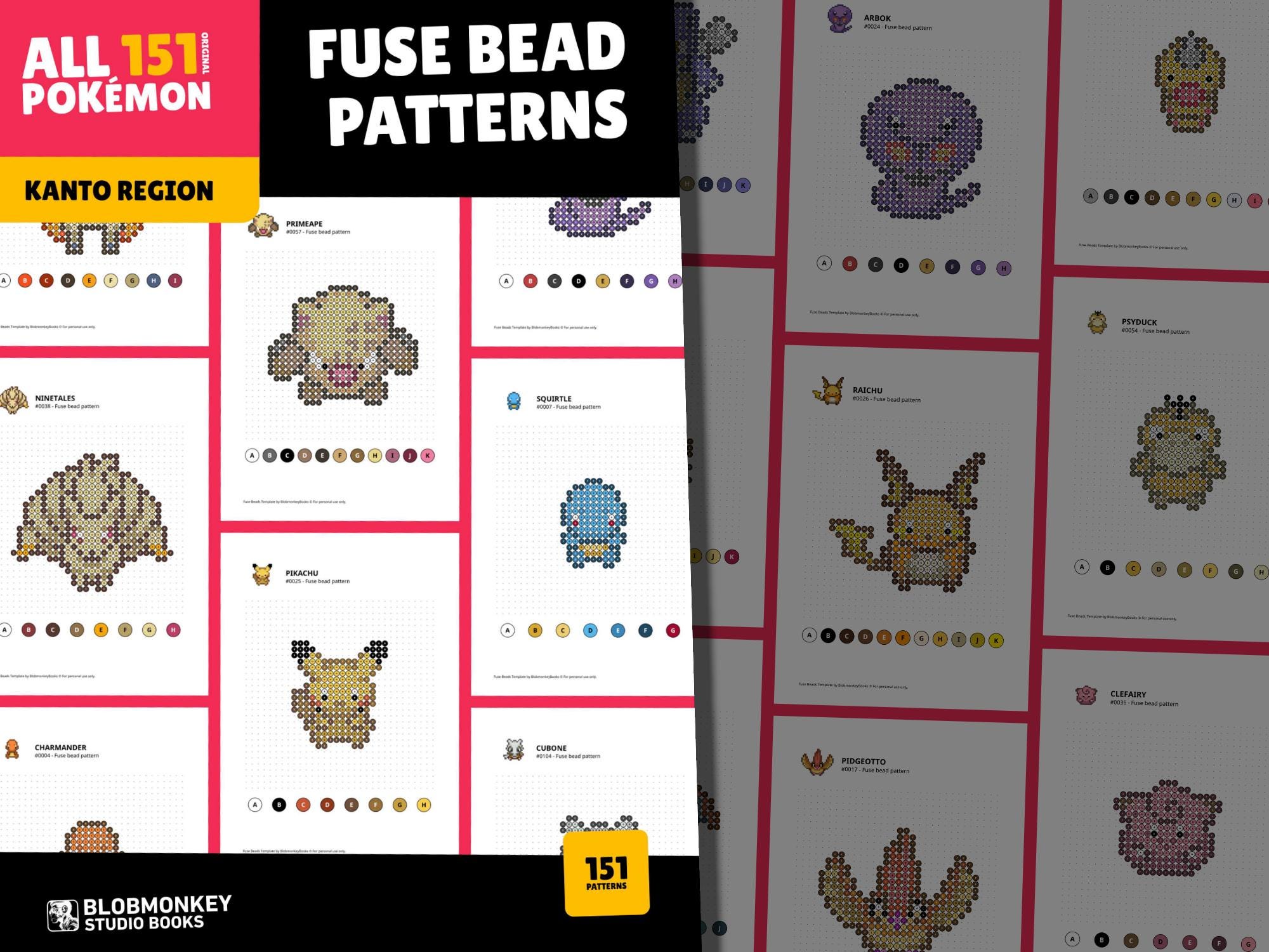 151 Pokemon Perler Bead Patterns | Kanto Region Collection | Easy Fuse ...