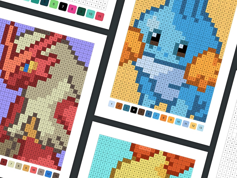 Color by Numbers | Hoenn Starter Pokemon | Pixel Painting | Coloring ...