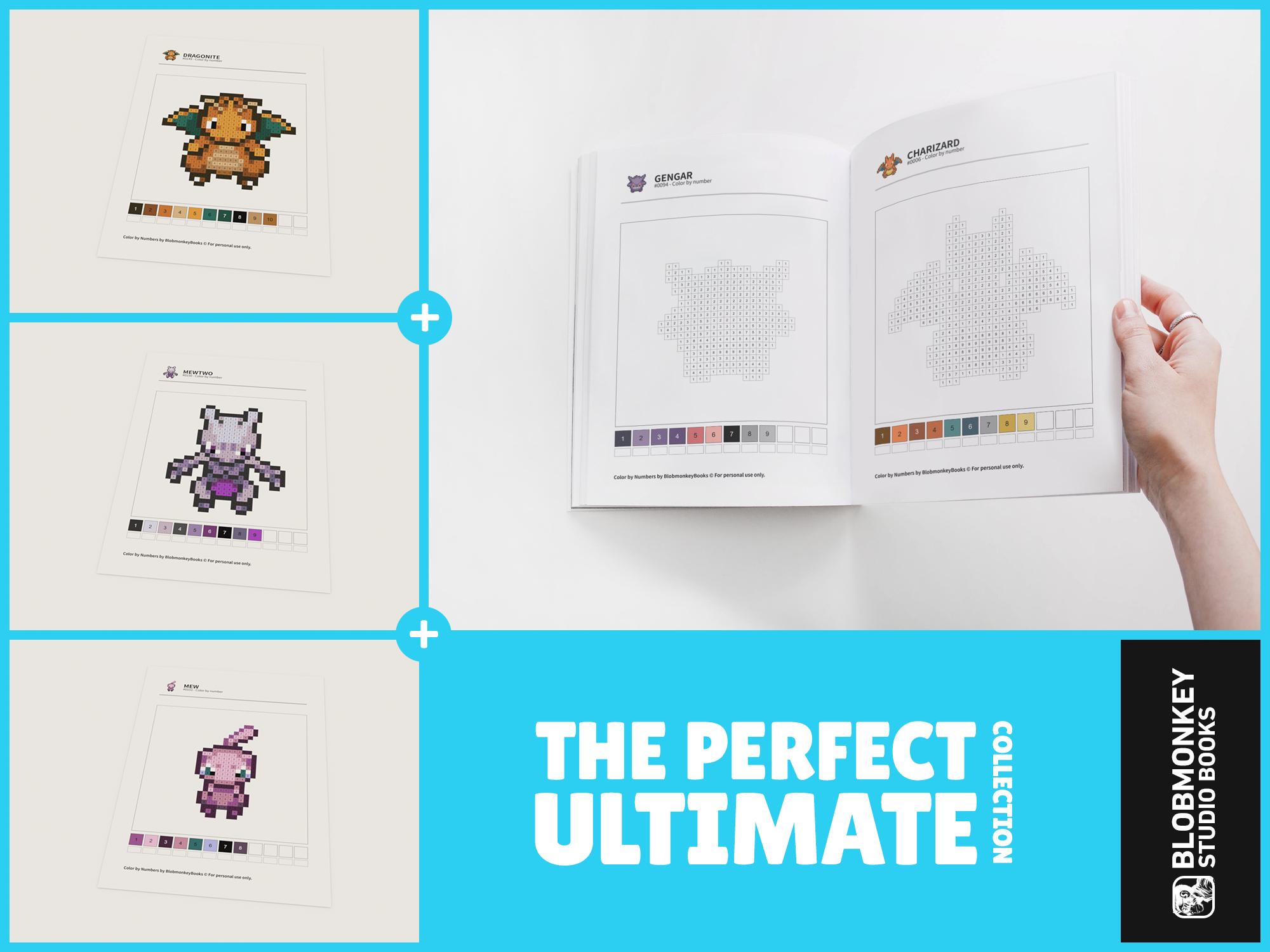 151 Pokemon Color by Number Templates | Kanto Region Collection ...