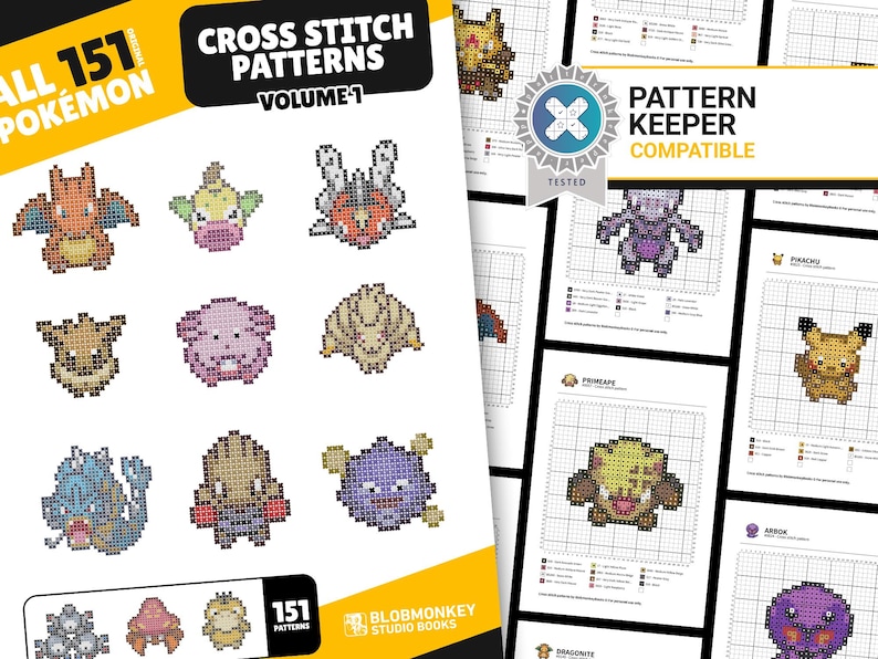 151 Pokemon Cross Stitch Patterns | Kanto Region Collection | Pokemon ...