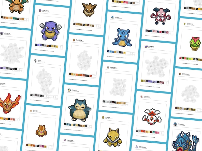 151 Pokemon Color by Number Templates | Kanto Region Collection ...