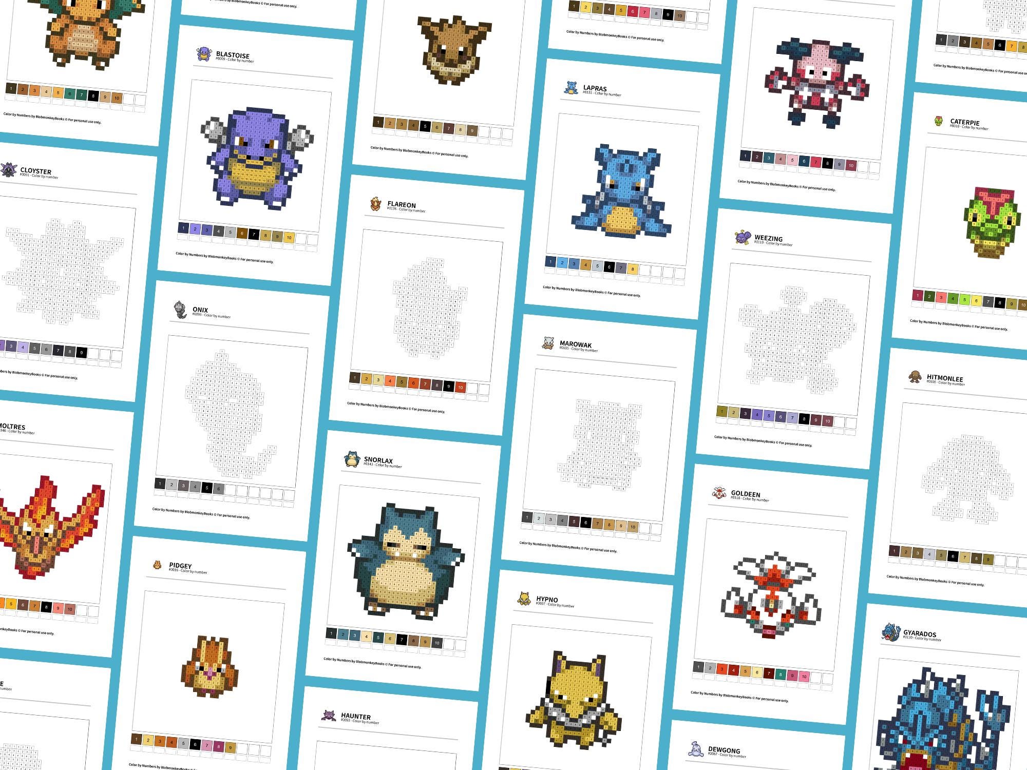 151 Pokemon Color by Number Templates | Kanto Region Collection ...