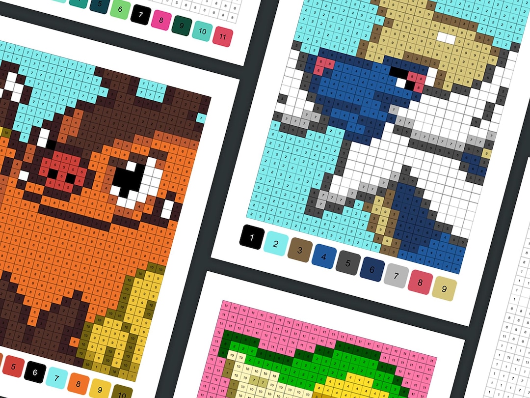 Color by Numbers | Unova Starter Pokemon | Pixel Painting | Coloring ...