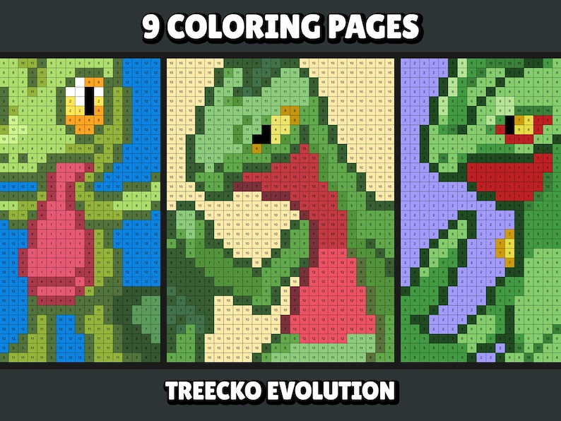 Color by Numbers | Hoenn Starter Pokemon | Pixel Painting | Coloring ...