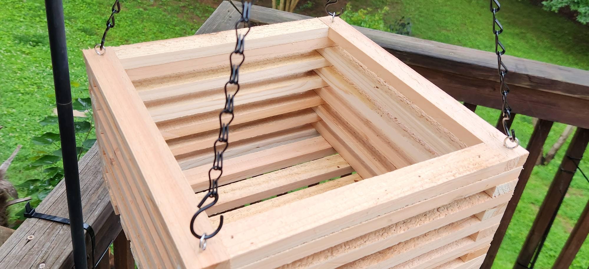Handcrafted Cedar Hanging Planter Crate | Rustic Wooden Plant Crate Box ...