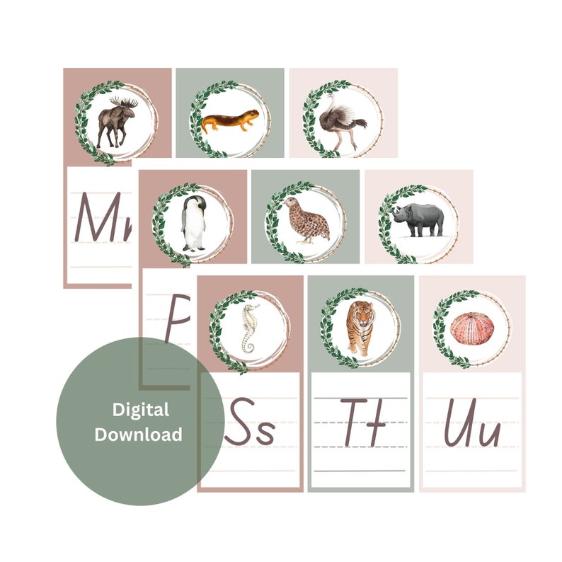 Educational Printables ABC Flashcards Animal Flashcards - Etsy