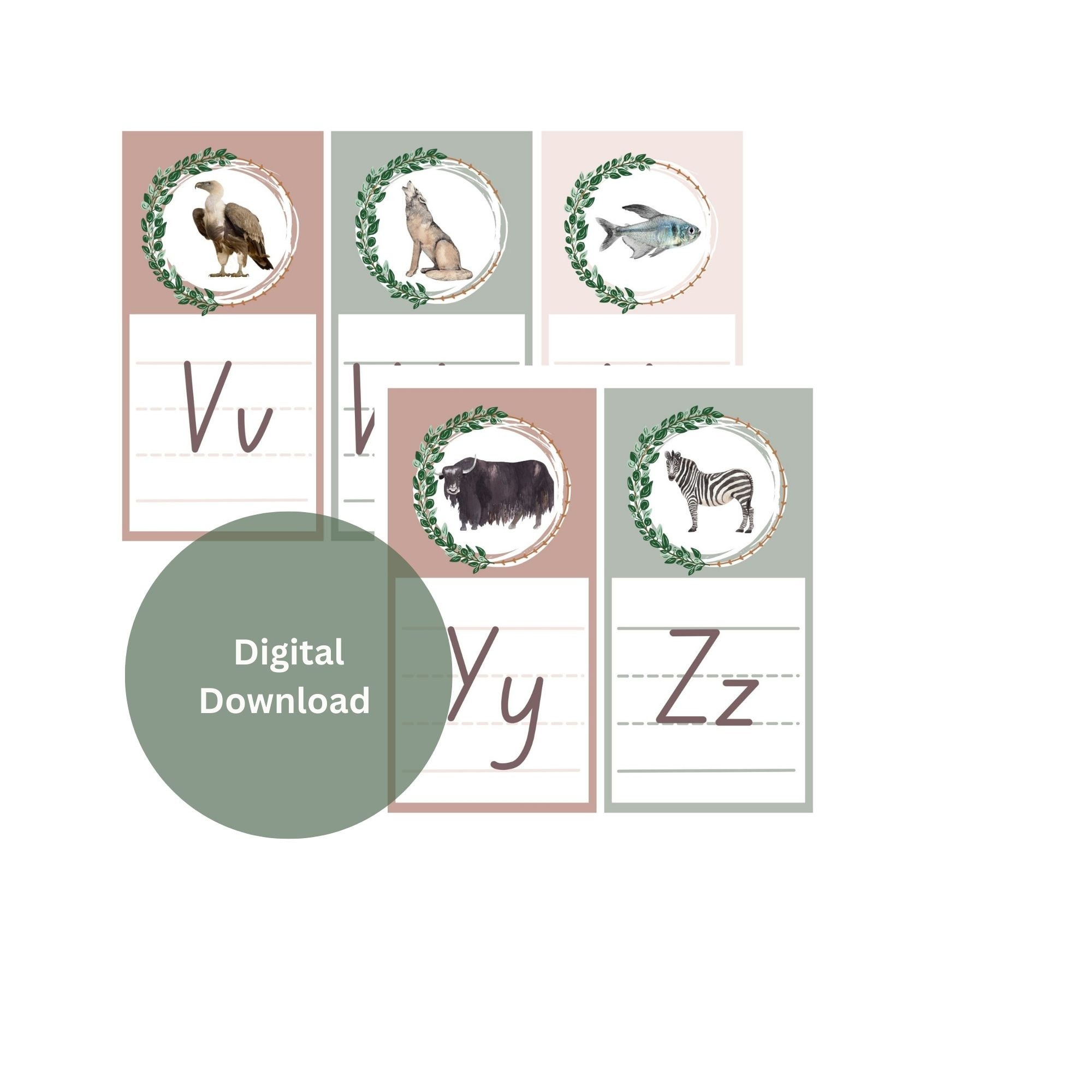 Educational Printables ABC Flashcards Animal Flashcards - Etsy