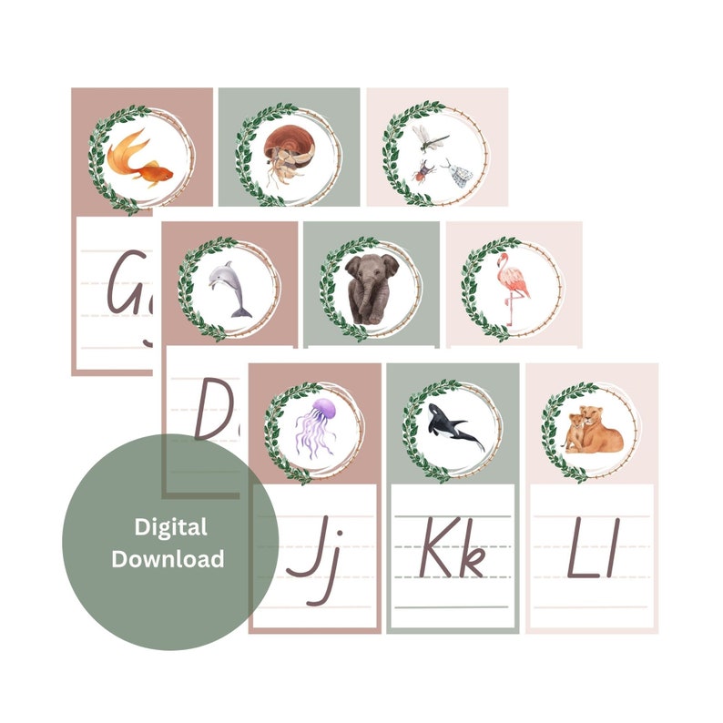 Educational Printables ABC Flashcards Animal Flashcards - Etsy