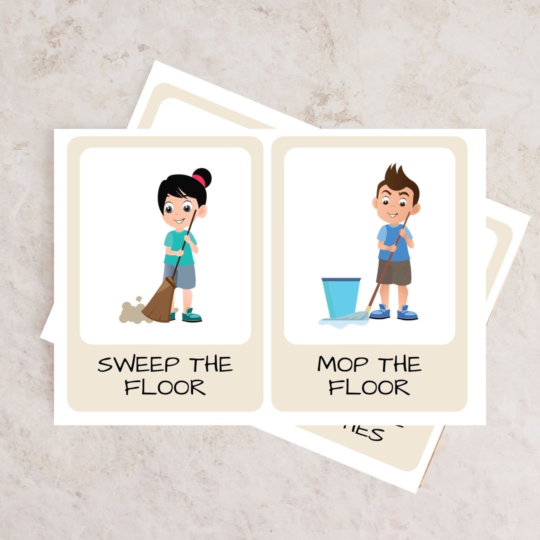 Kid's Chore Cards, Daily Chore Flashcards, Daily Responsibilities ...