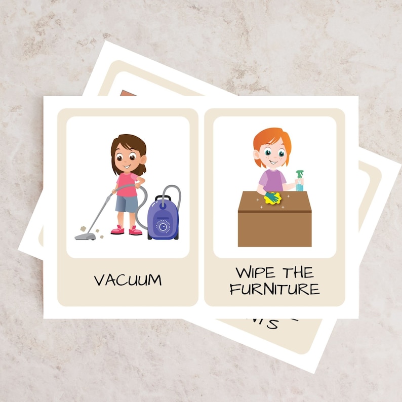 Kid's Chore Cards, Daily Chore Flashcards, Daily Responsibilities ...