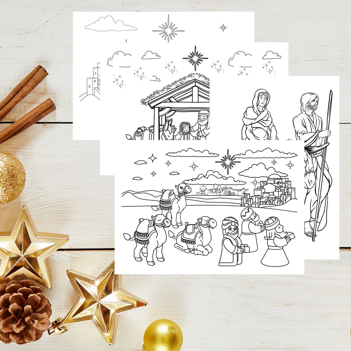 Christmas Nativity Color and Activity Pages for Kids, Nativity Games ...