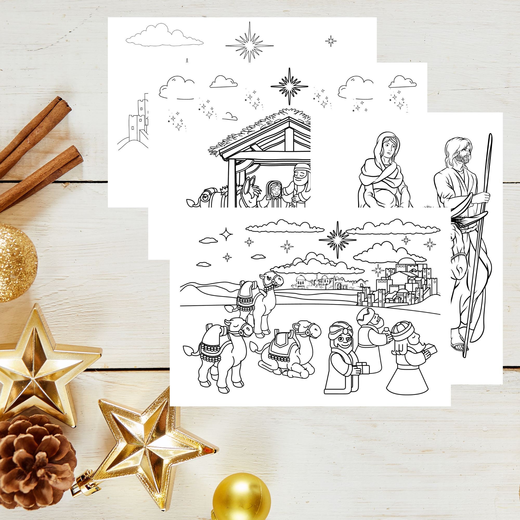 Christmas Nativity Color and Activity Pages for Kids, Nativity Games ...