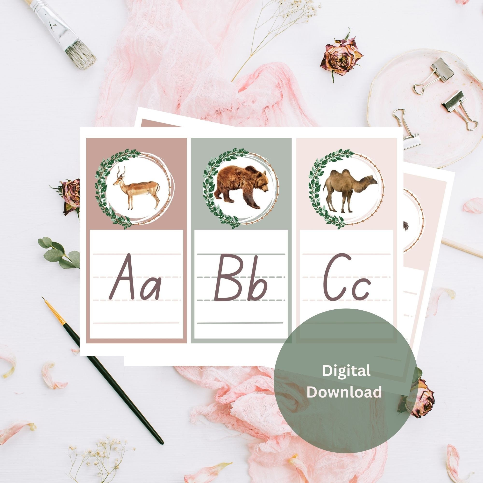 Educational Printables ABC Flashcards Animal Flashcards - Etsy