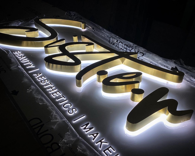 3D Metall Hinterleuchtet Business Schild Outdoor LED Logo - Etsy.de
