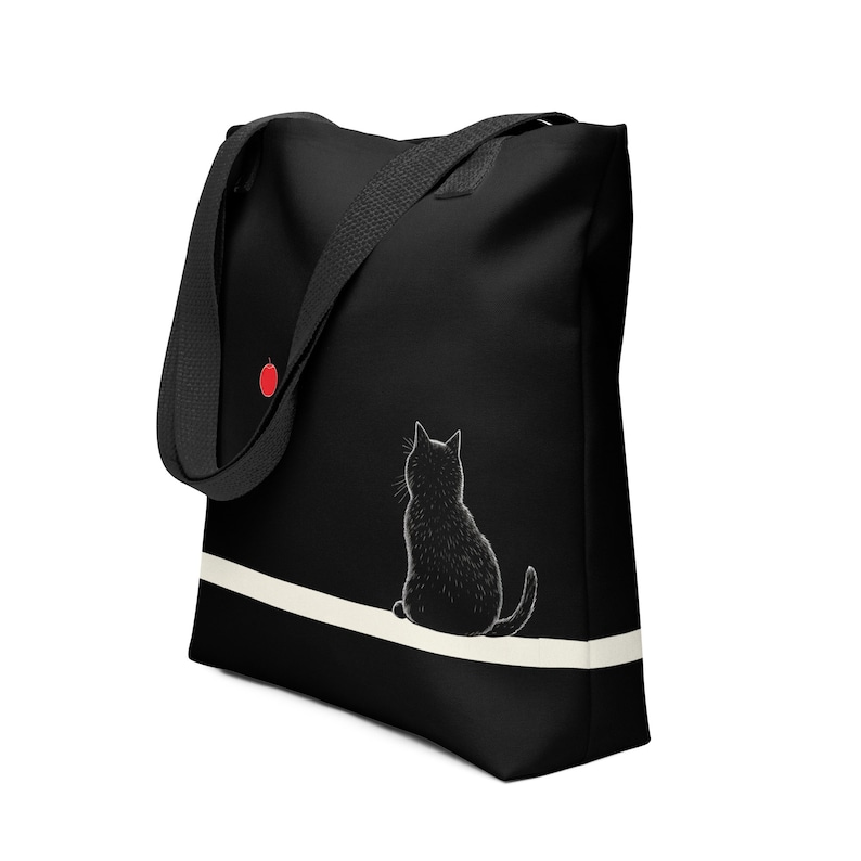 Black Cat Tote Bag Minimalist Style for Cat Lovers Black Cat Bag - Etsy