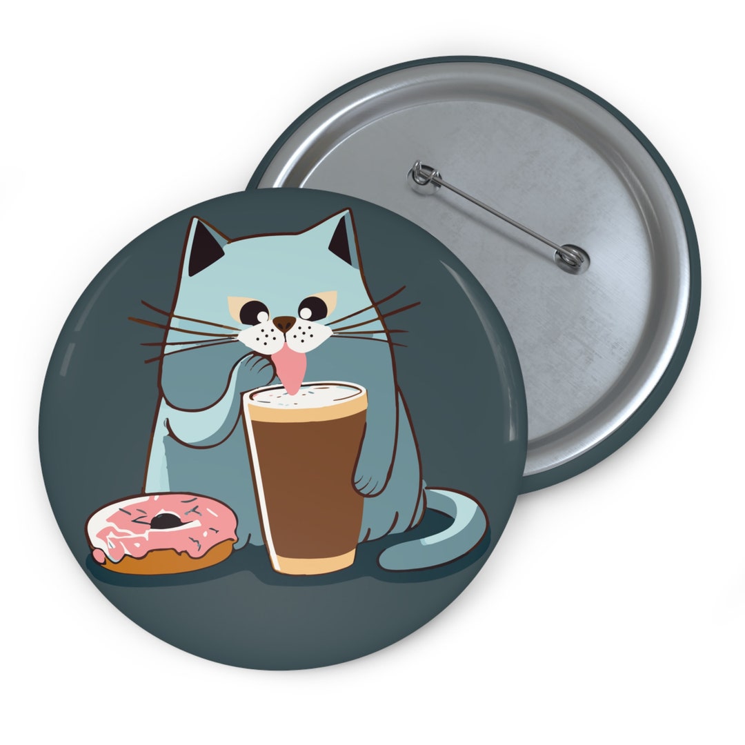 Cute Cat & Donut Coffee Enamel Pin – Perfect for Ita Bags, Backpacks ...