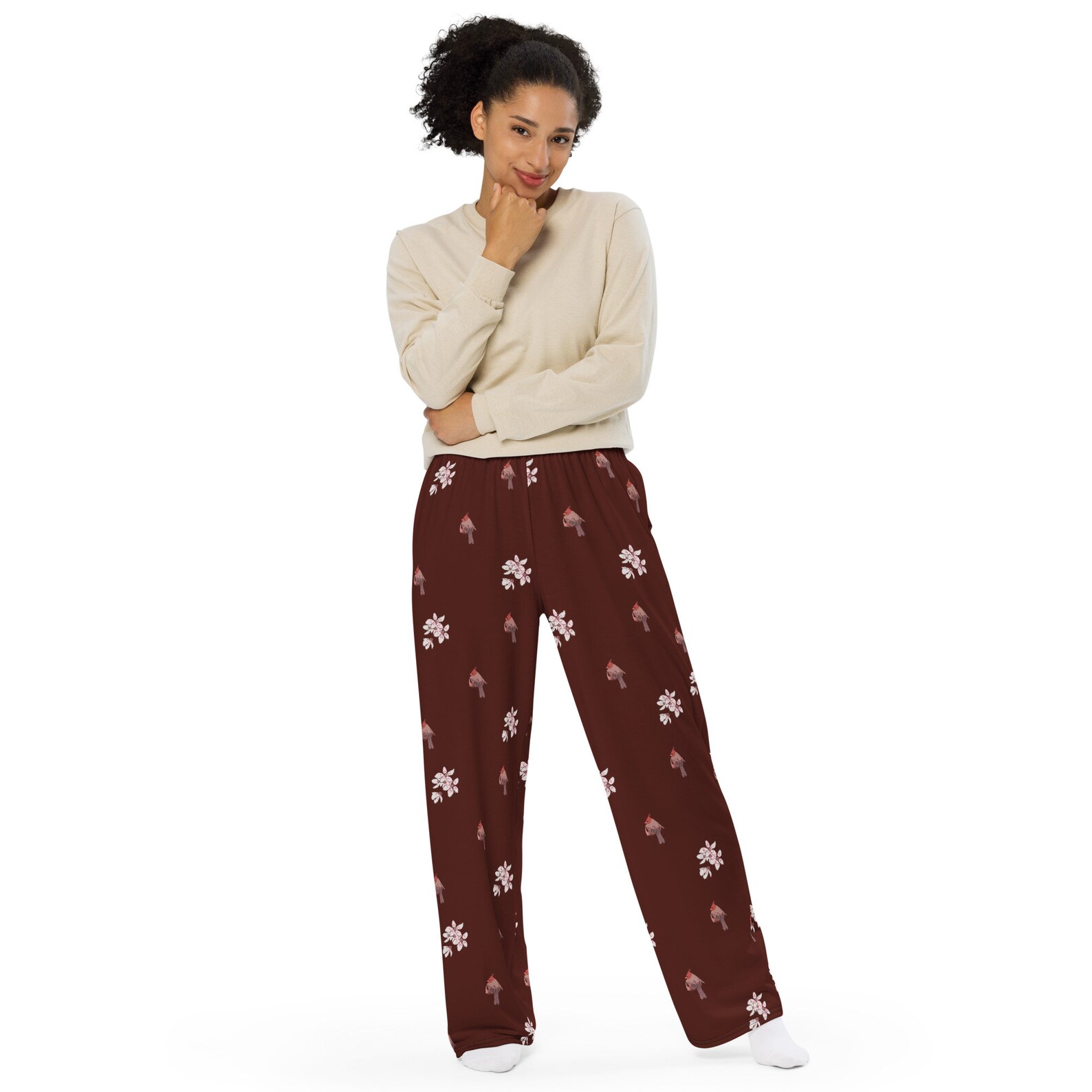 Cherry Blossom and Birds Wide-leg Pants: Unisex Spring Style ...