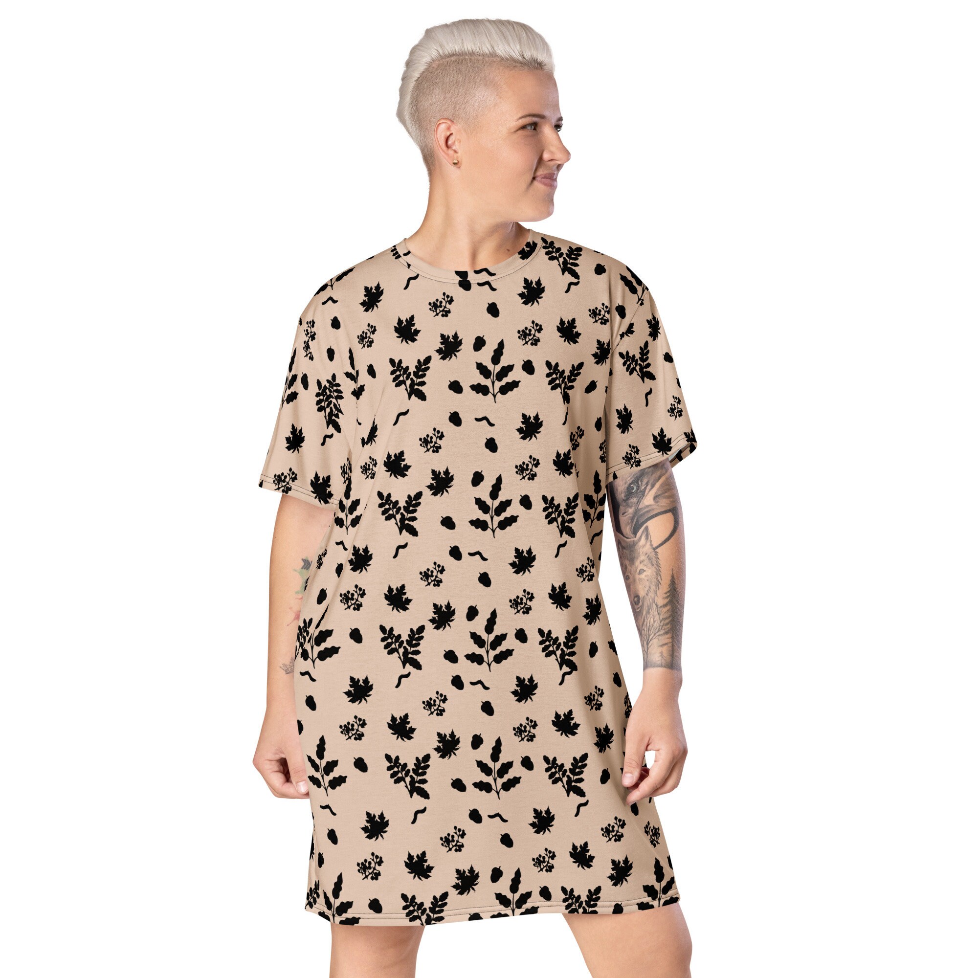 Nature-inspired Leaf Print T-shirt Dress - Etsy