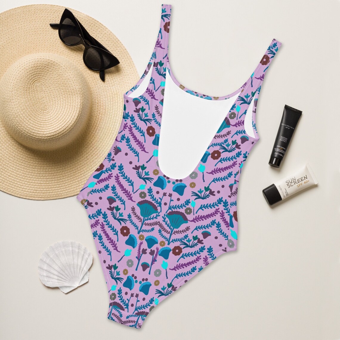 Floral Bright Colours One-piece Swimsuit Women's Summer Swimwear Floral ...