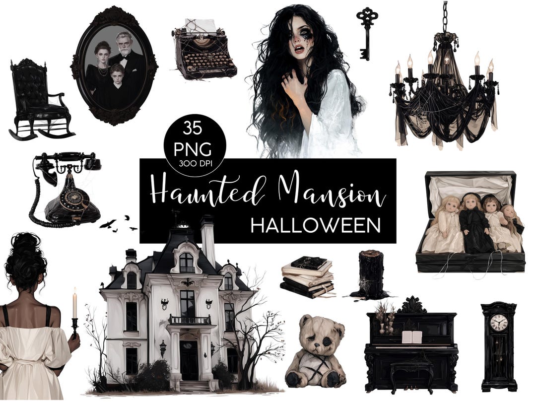 Watercolor Haunted Mansion L Halloween L Clipart Bundle L Clip Art I ...