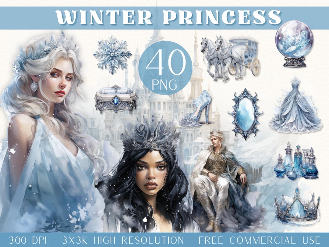 Watercolor Winter Princess I Clipart Bundle I Clip Art I Summer I PNG I ...