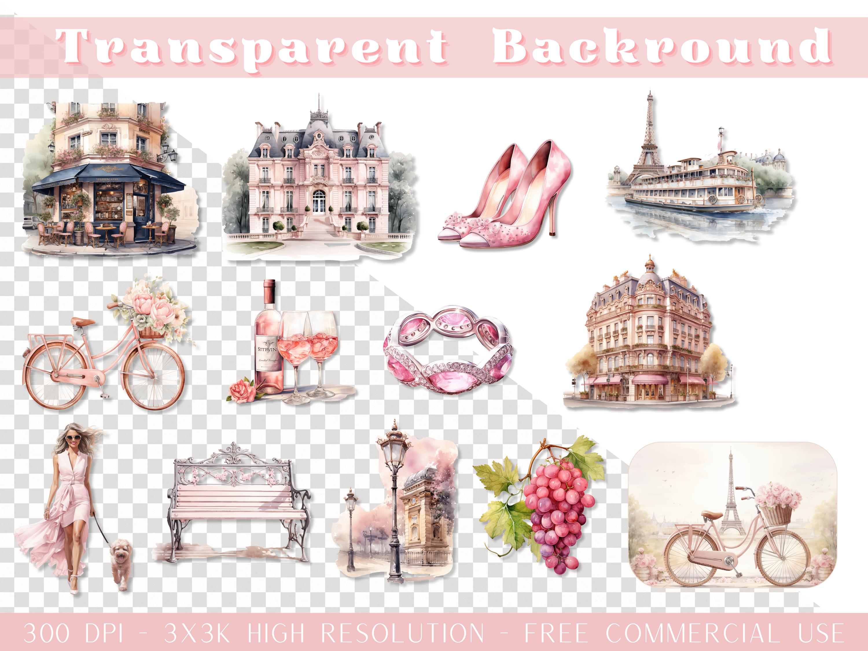 Watercolor Pink Paris I Clipart Bundle I Clip Art I French I PNG I ...