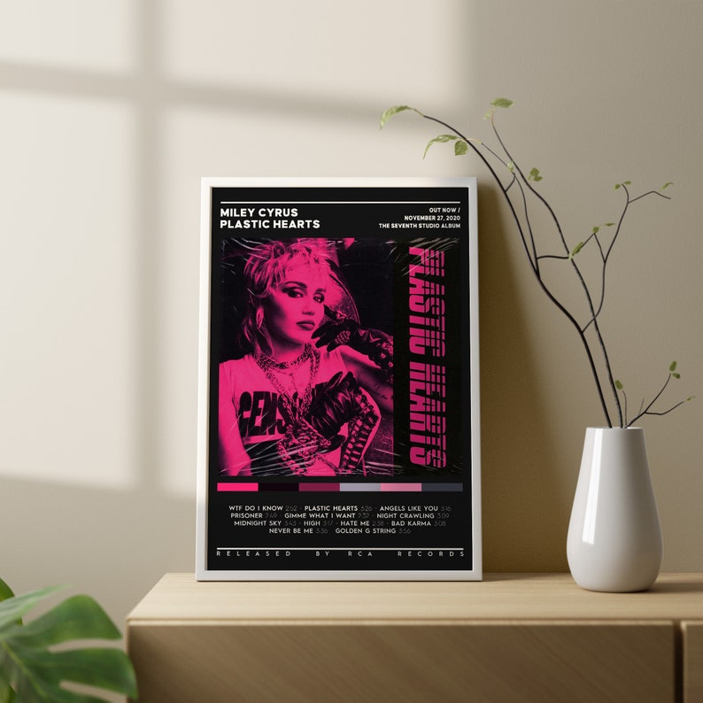 Miley Cyrus Plastic Hearts Album Poster / Album Tracklist - Etsy