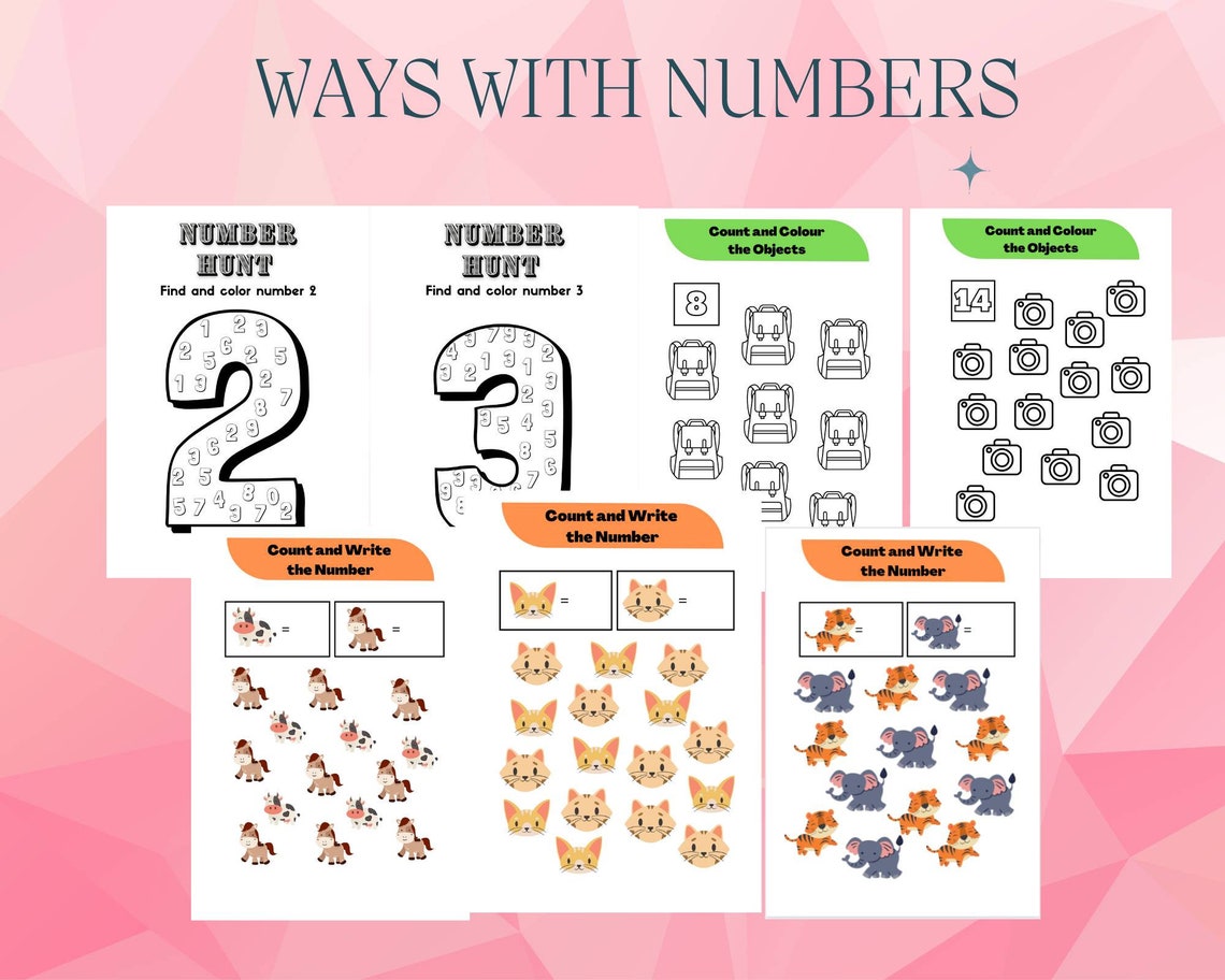 Printable Numbering Worksheets Simple Practice for Preschool - Etsy