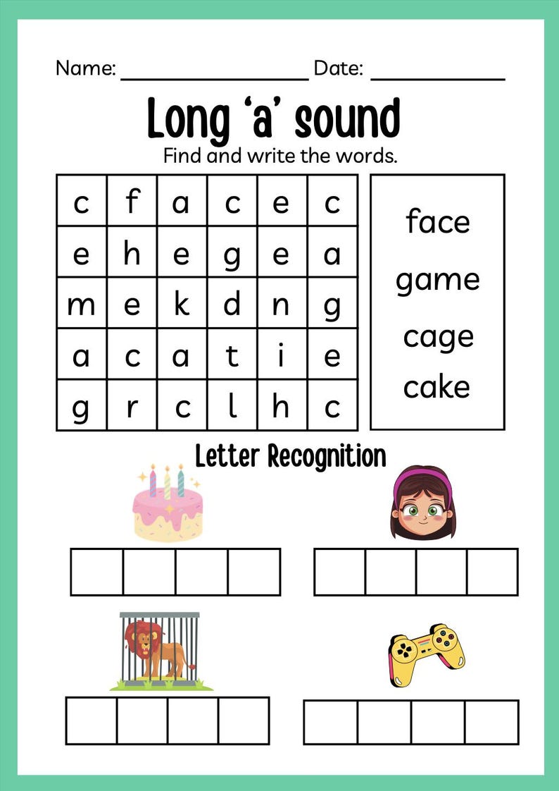 Split Digraph Phonics Worksheets for Preschool & Kindergarten: Long ...