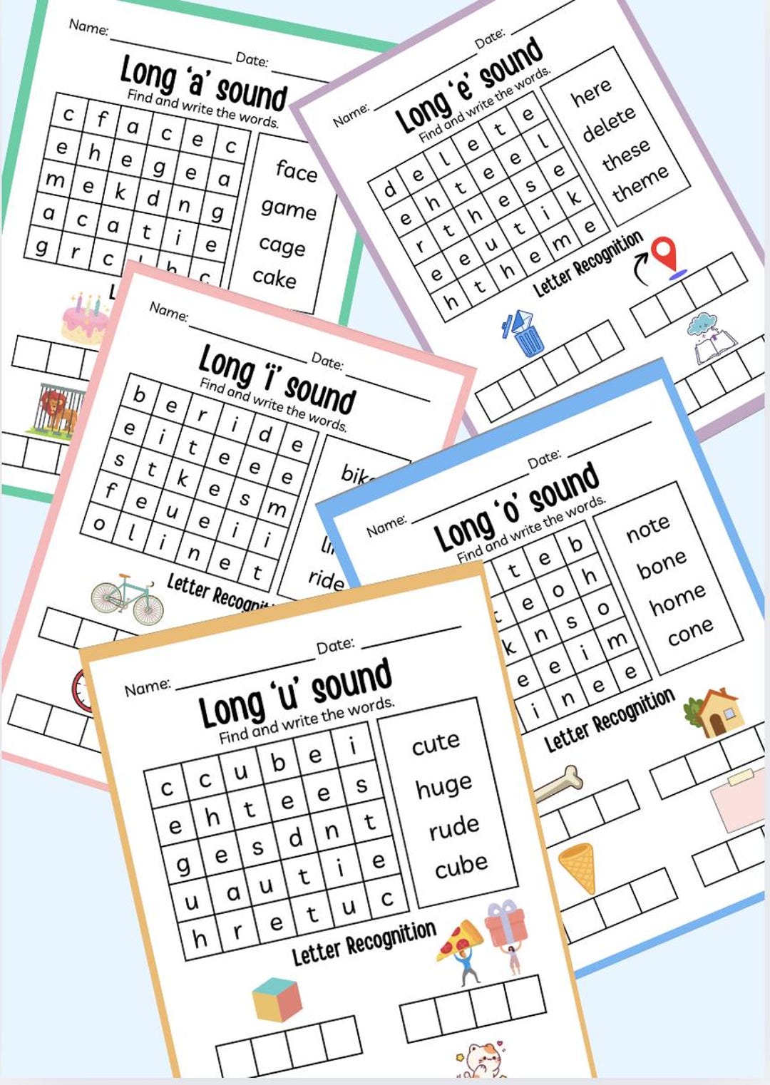 Split Digraph Phonics Worksheets for Preschool & Kindergarten: Long ...