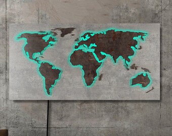 LED Illuminated Wooden World Map Classic - Etsy
