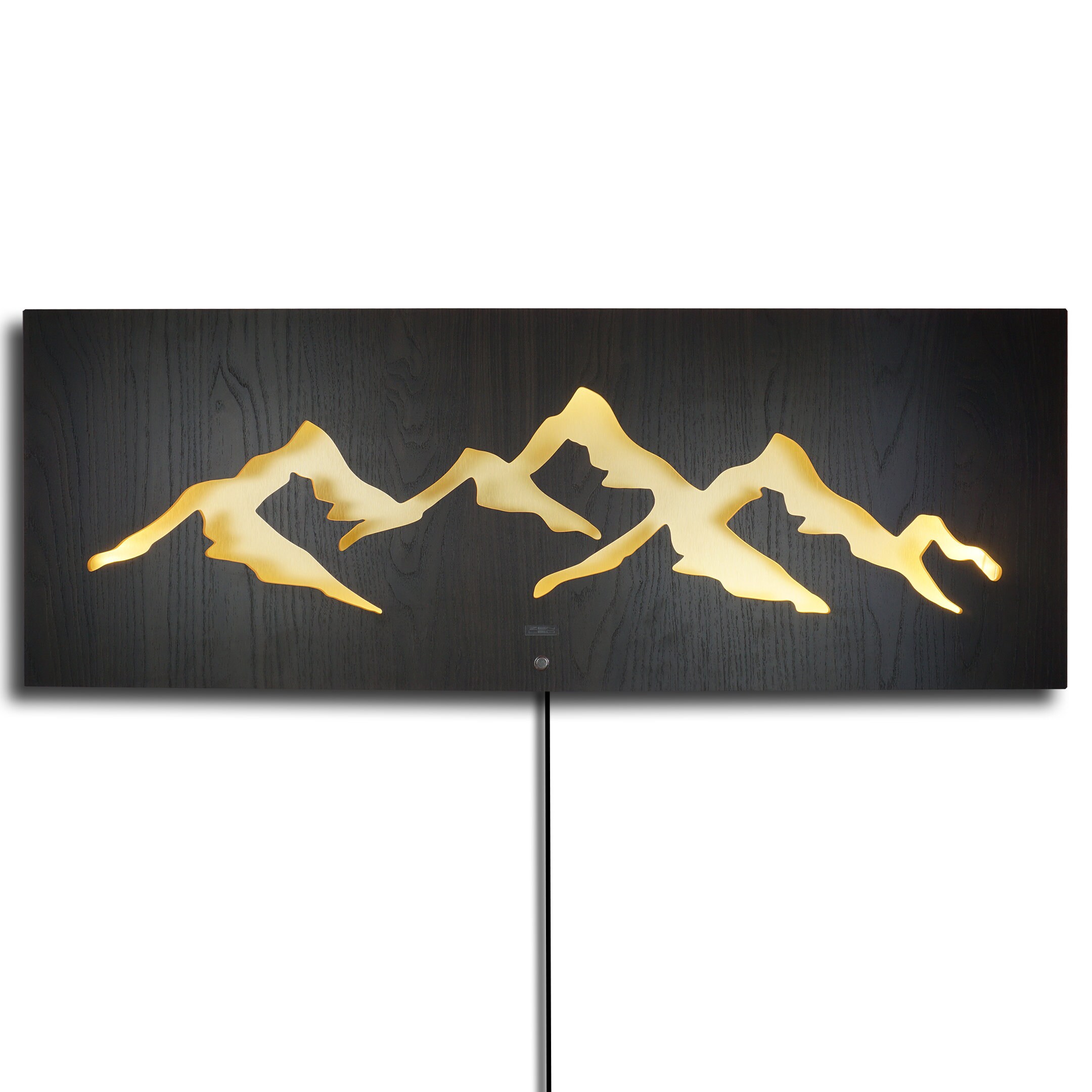 LED Wandbild Berglandschaft Bergkette mit 3D Lichteffekt in Holz auf ...