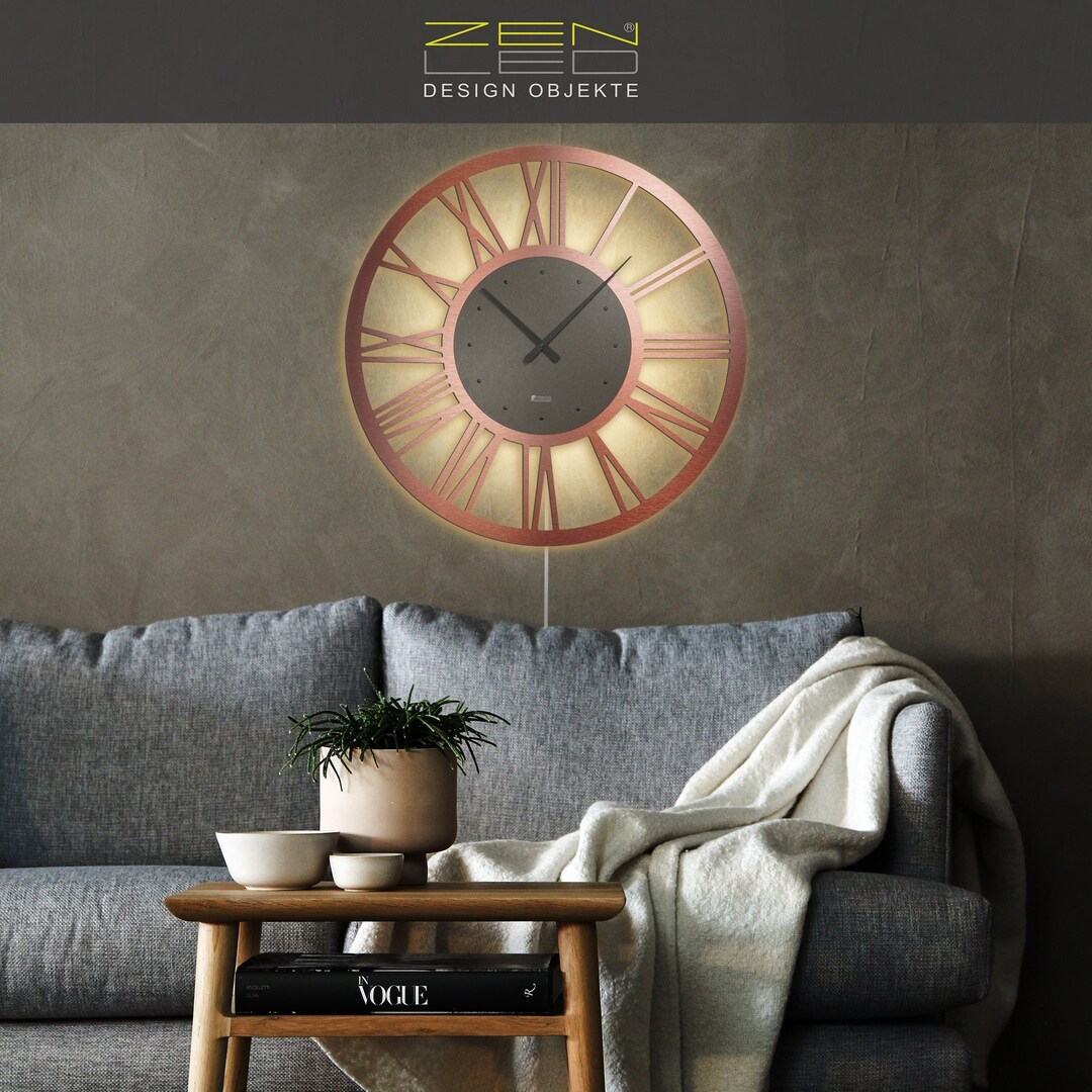 Large LED Wall Clock Ø50cm/70 Cm, Silent 3D Metal, Vintage Retro Design ...