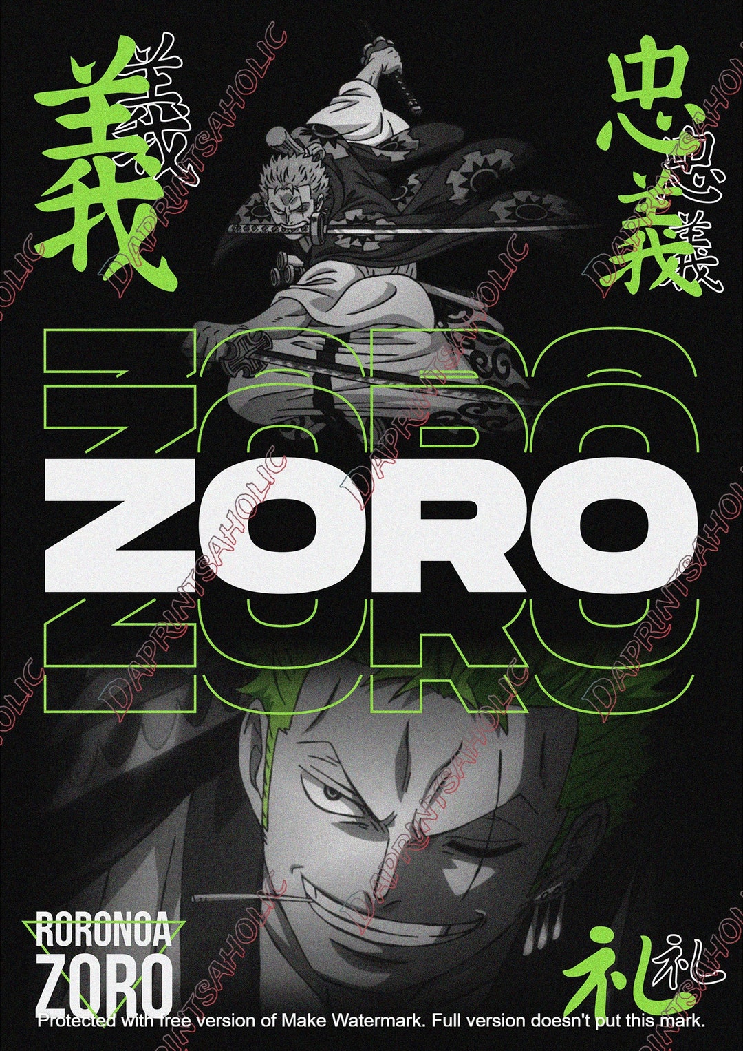 Roronoa Zoro Design - Etsy Australia